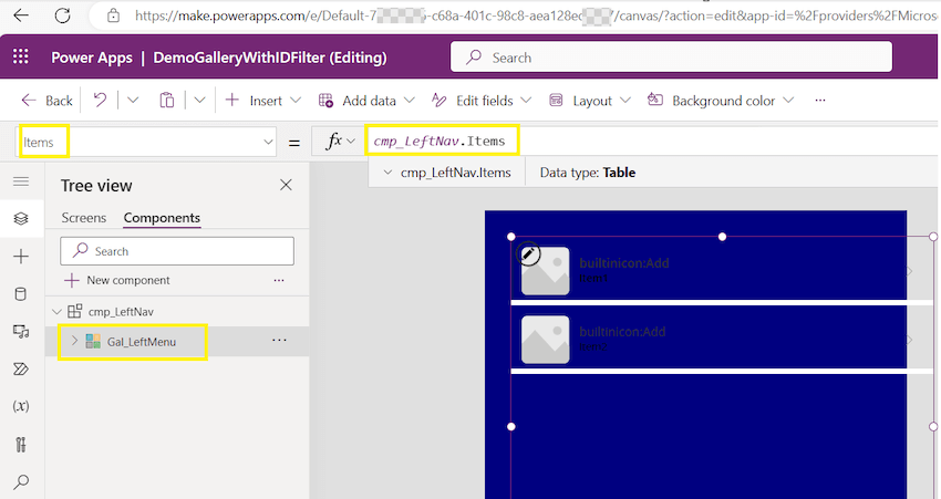PowerApps Reusable Component for left or top navigation